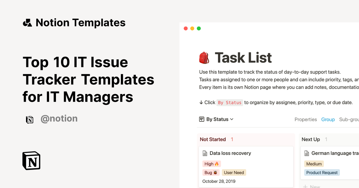 Top 10 IT Issue Tracker Templates for IT Managers | Notion Template ...