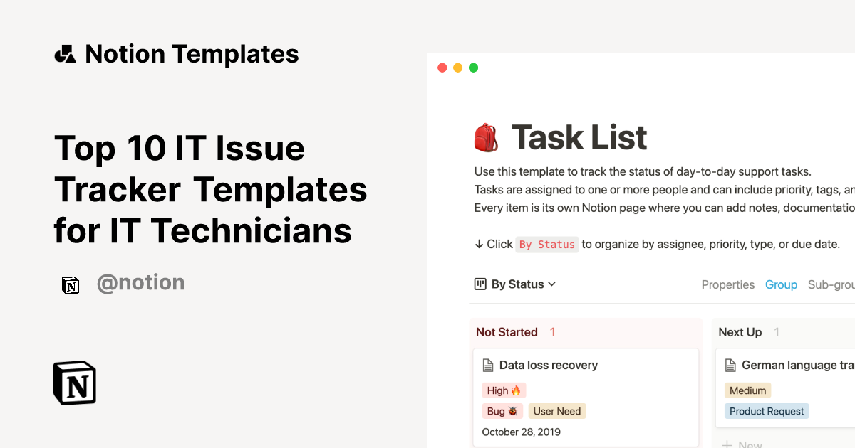 Top 10 IT Issue Tracker Templates for IT Technicians | Notion Template ...