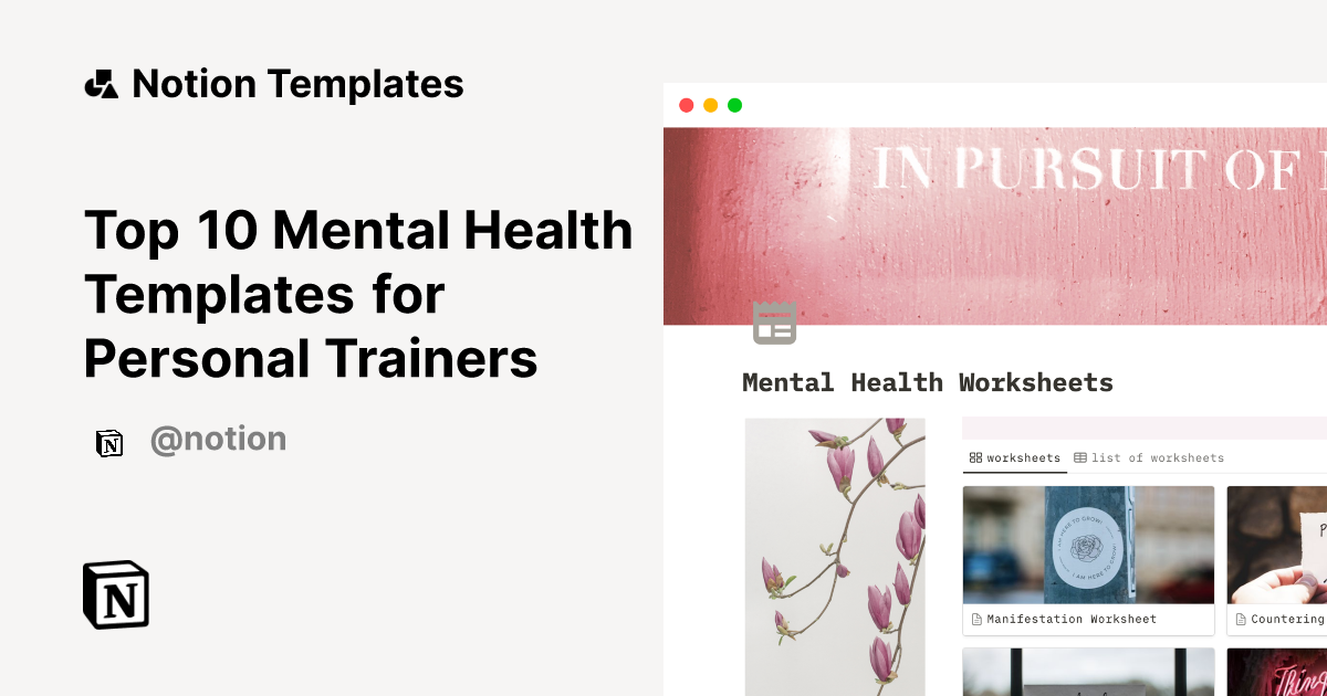 Top 10 Mental Health Templates for Personal Trainers | Notion Template ...