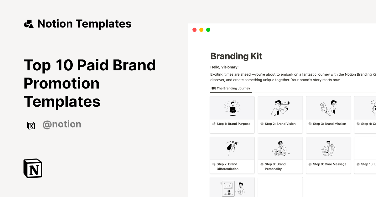 Top 10 Paid Brand Promotion Templates | Notion Template Marketplace