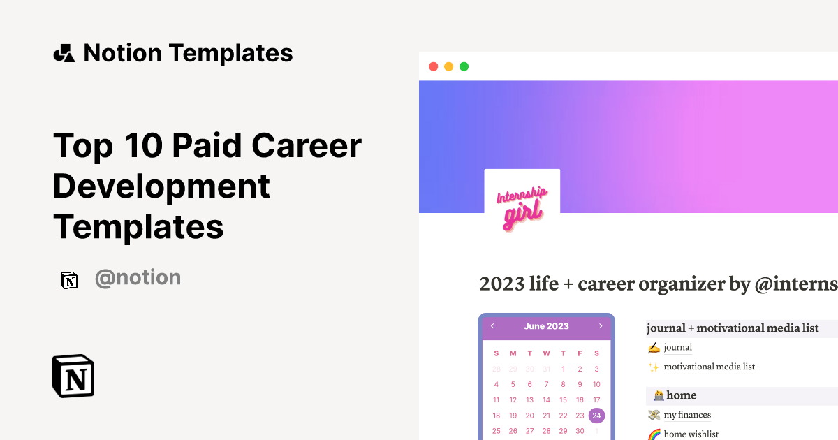 Top 10 Paid Career Development Templates | Notion Template Marketplace