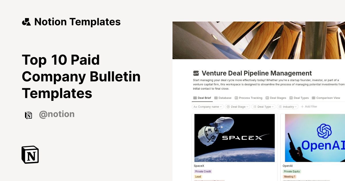 Top 10 Paid Company Bulletin Templates | Notion Template Marketplace