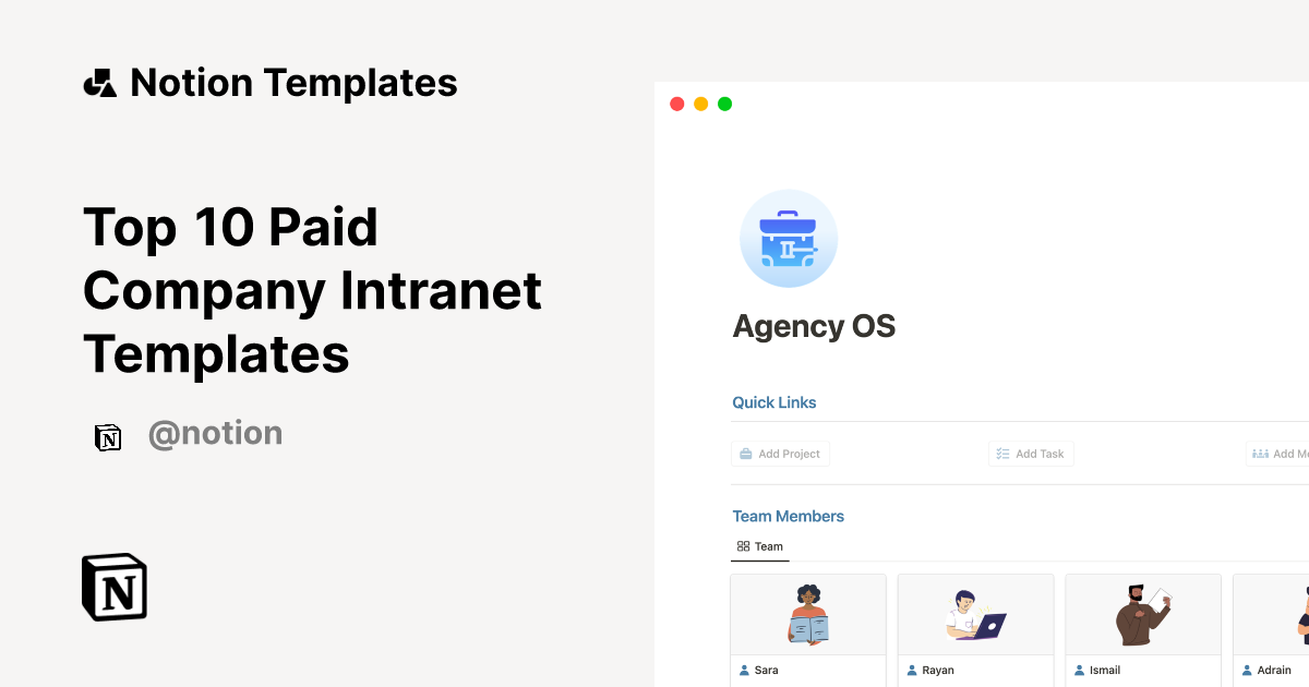 Top 10 Paid Company Intranet Templates | Notion Template Marketplace