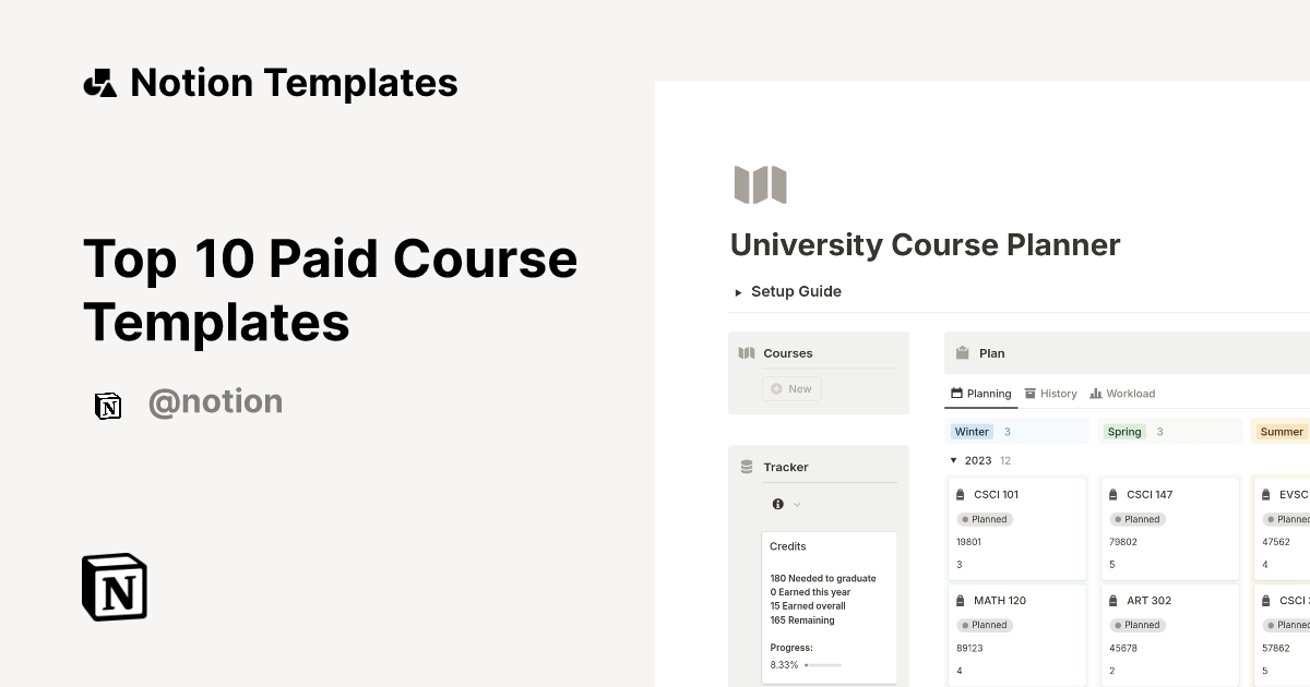 Top 10 Paid Course Templates | Notion Template Marketplace