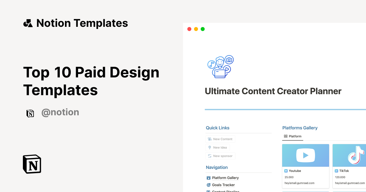 Top 10 Paid Design Templates | Notion Template Marketplace