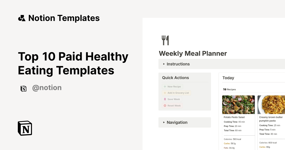 Top 10 Paid Healthy Eating Templates | Notion Template Marketplace