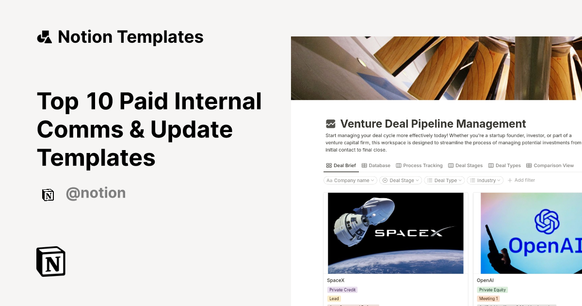 Top 10 Paid Internal Comms & Update Templates | Notion Template Marketplace