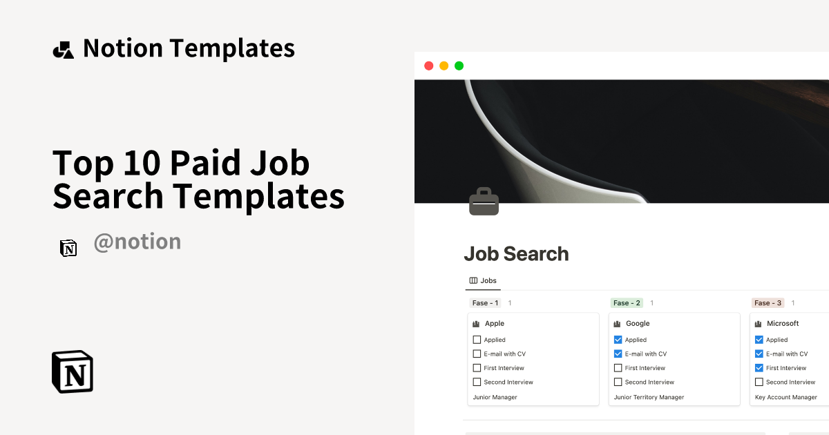 Top 10 Paid Job Search Templates | Notion Template Marketplace