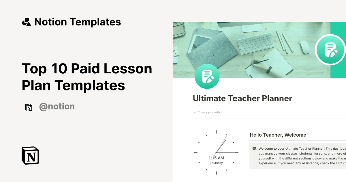 Top 10 Paid Lesson Plan Templates | Notion Template Marketplace