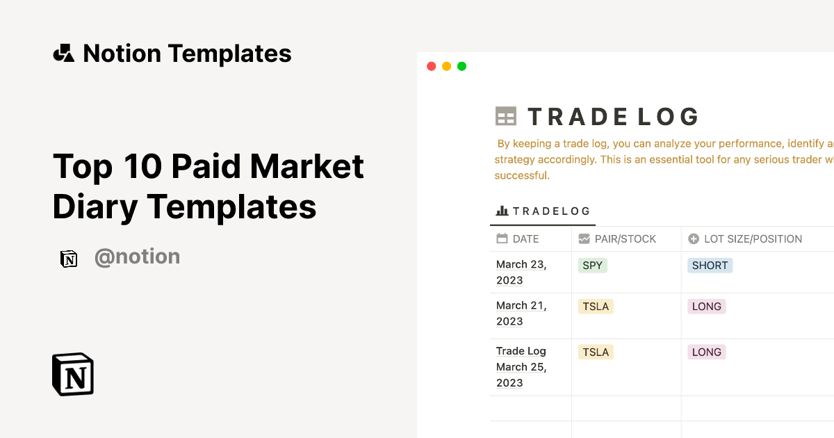 Top 10 Paid Market Diary Templates | Notion Template Marketplace