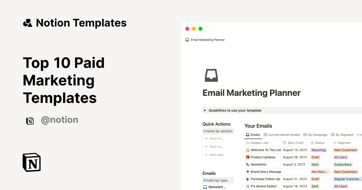 Top 10 Paid Marketing Templates | Notion Template Marketplace