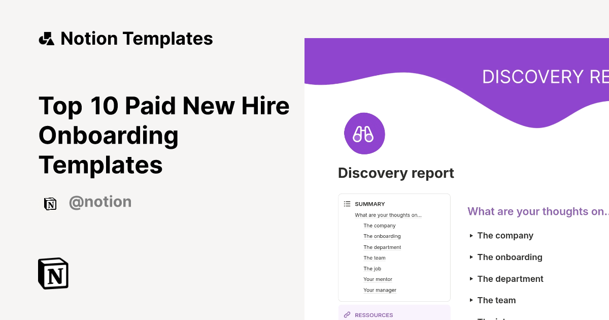 Top 10 Paid New Hire Onboarding Templates Notion Template Marketplace