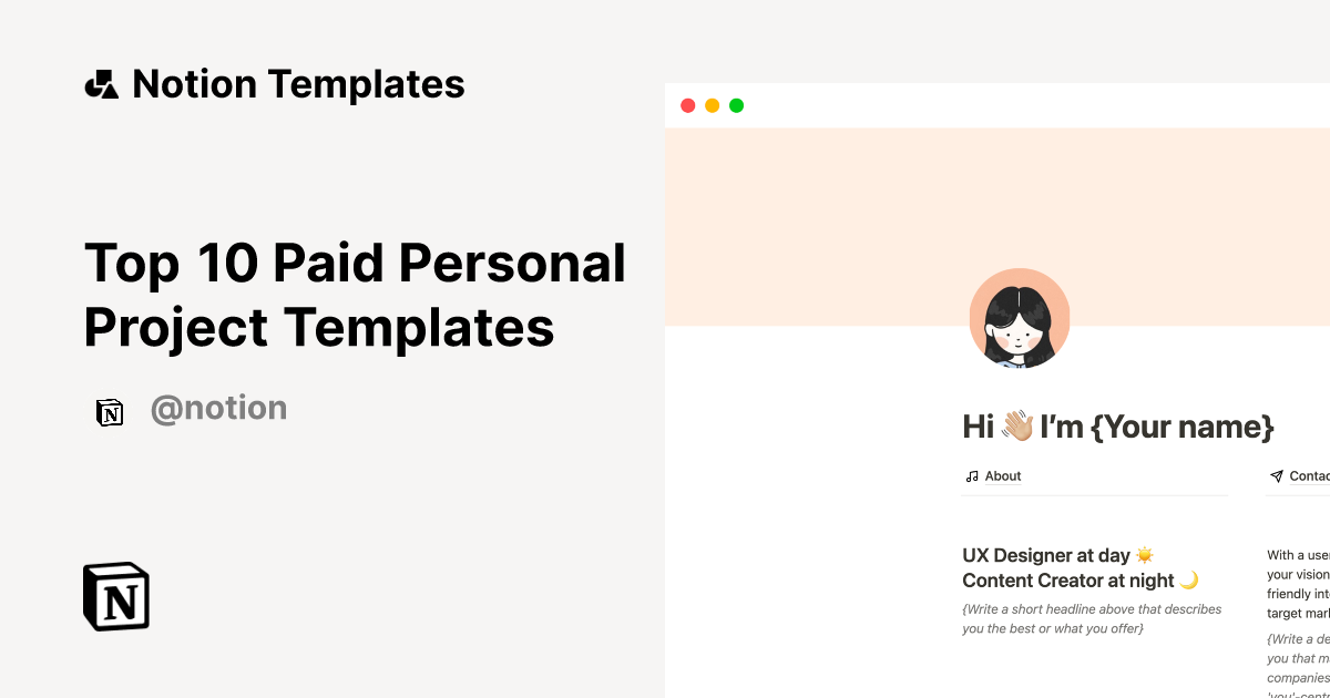 Top 10 Paid Personal Project Templates | Notion Template Marketplace