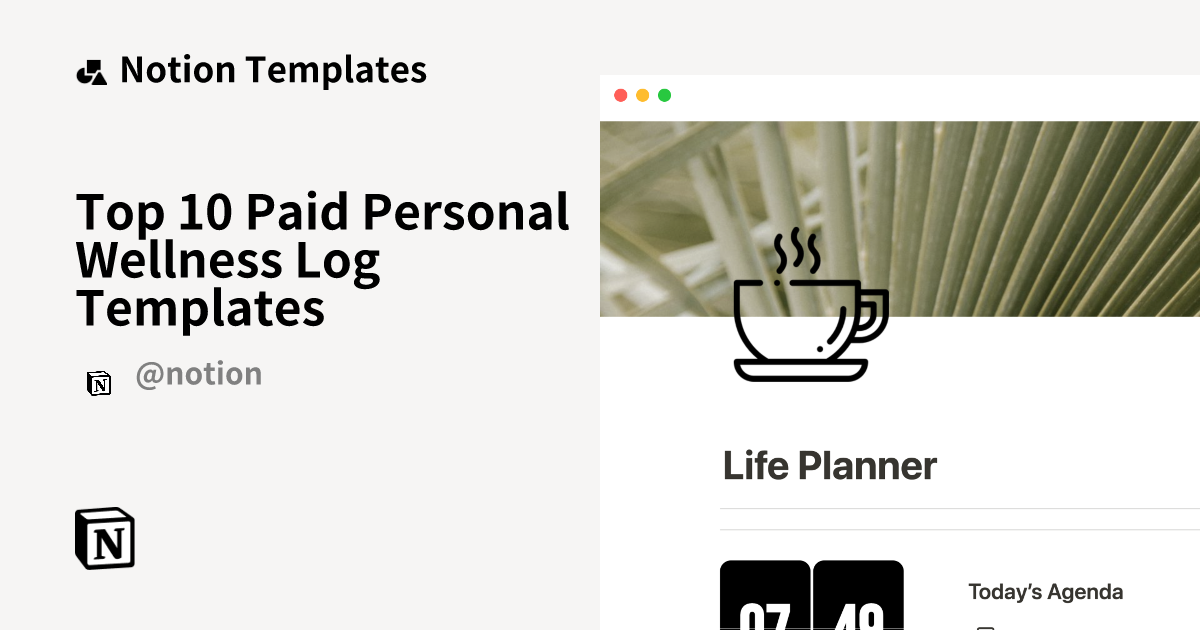 Top 10 Paid Personal Wellness Log Templates | Notion Template Marketplace