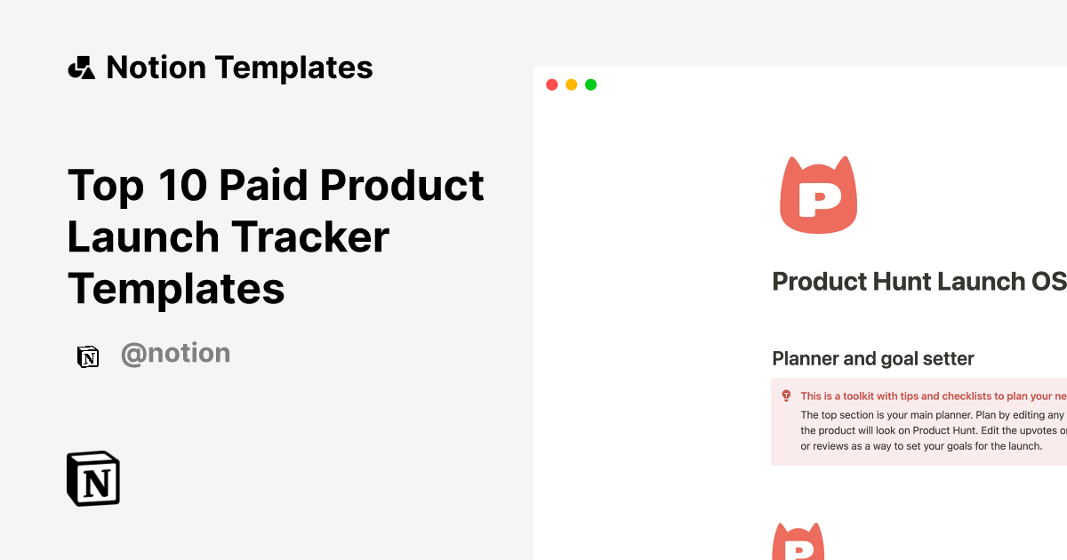 Top 10 Paid Product Launch Tracker Templates | Notion Template Marketplace