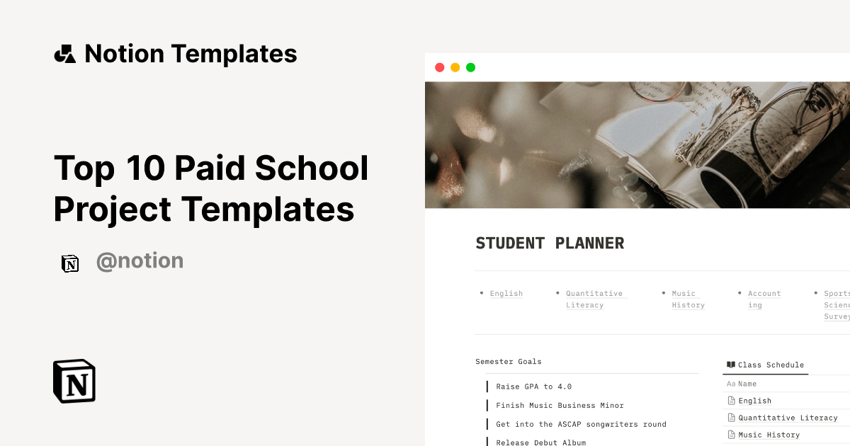 Top 10 Paid School Project Templates | Notion Template Marketplace