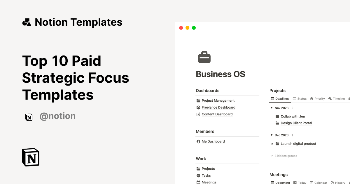 Top 10 Paid Strategic Focus Templates | Notion Template Marketplace