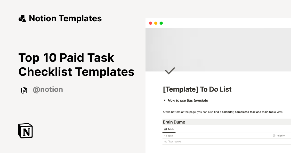 Top 10 Paid Task Checklist Templates | Notion Template Marketplace