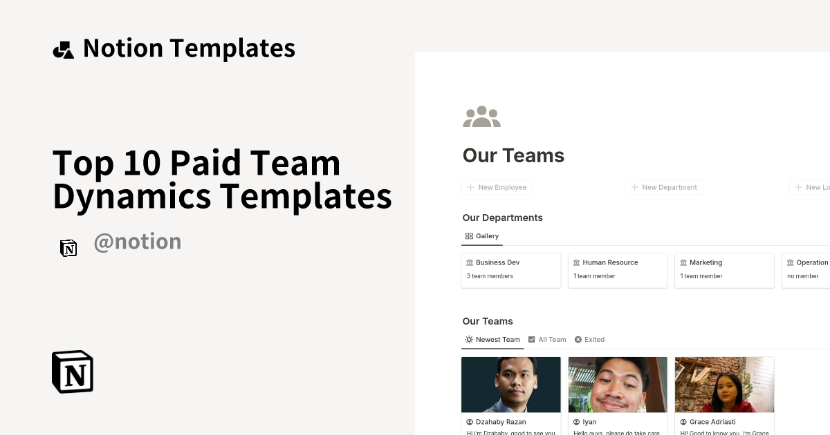 Top 10 Paid Team Dynamics Templates | Notion Template Marketplace