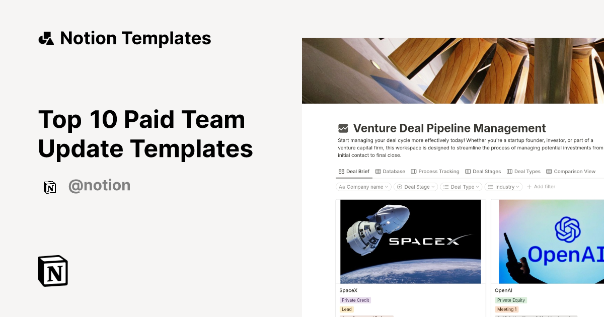 Top 10 Paid Team Update Templates | Notion Template Marketplace