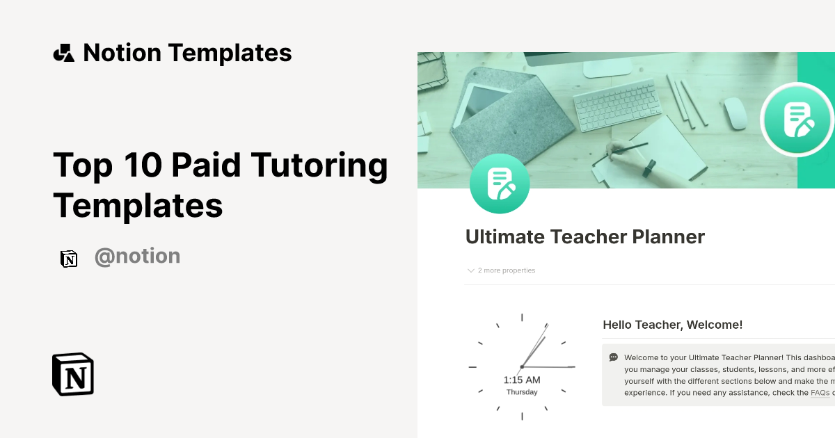 Top 10 Paid Tutoring Templates | Notion Template Marketplace