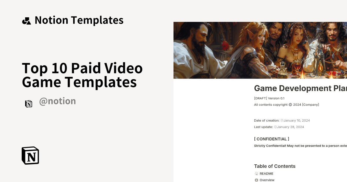 Top 10 Paid Video Game Templates | Notion Template Marketplace