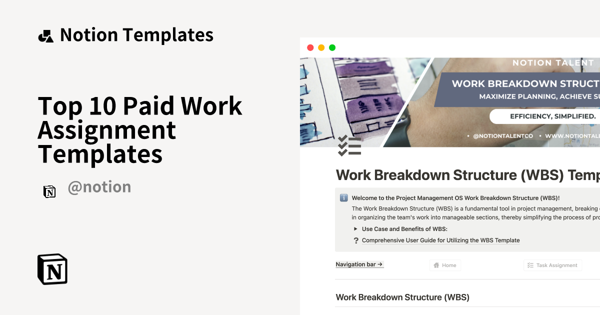 Top 10 Paid Work Assignment Templates | Notion Template Marketplace