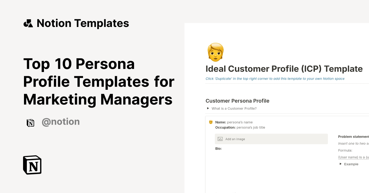 Top 10 Persona Profile Templates for Marketing Managers | Notion ...