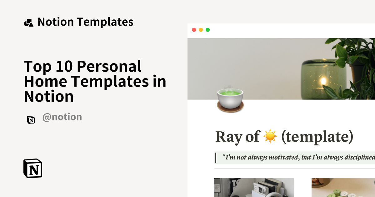 Top 10 Personal Home Templates in Notion | Notion Template Marketplace