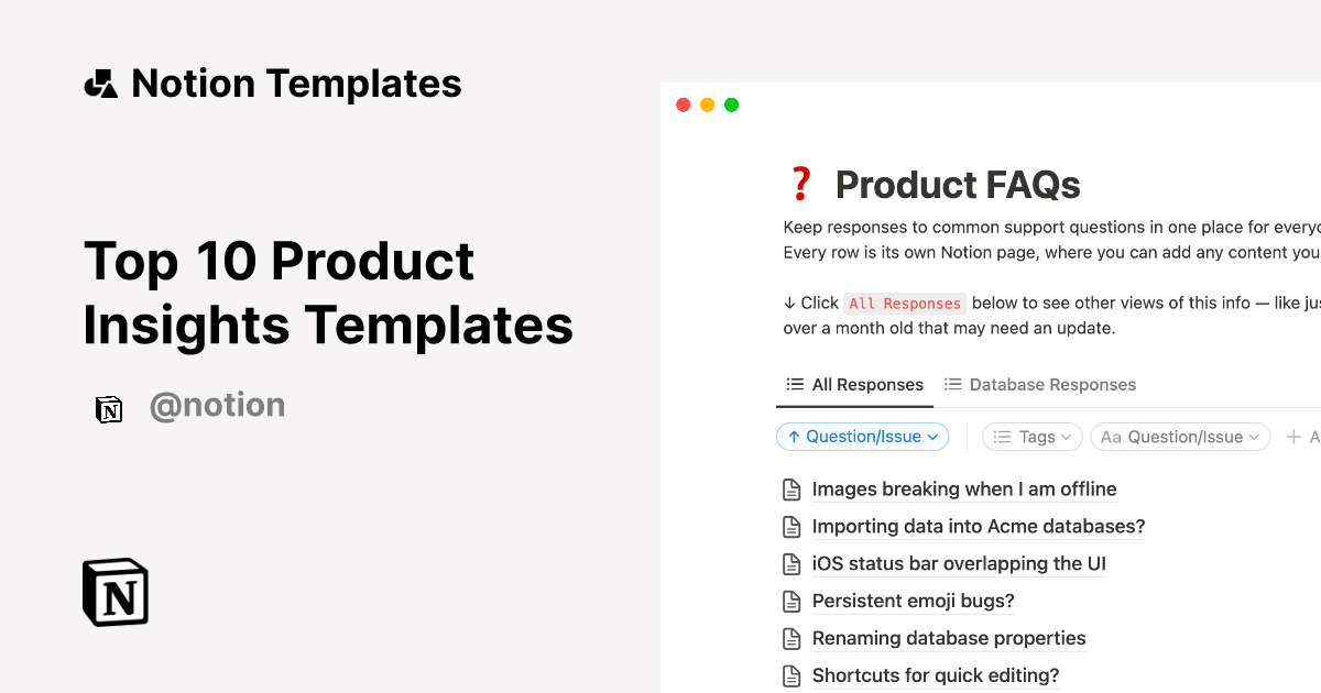 Top 10 Product Insights Templates | Notion Template Marketplace