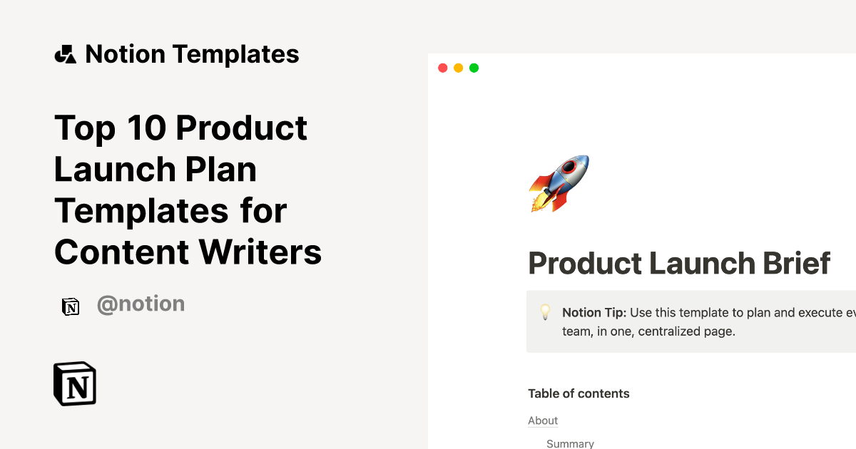 Top 10 Product Launch Plan Templates for Content Writers | Notion ...