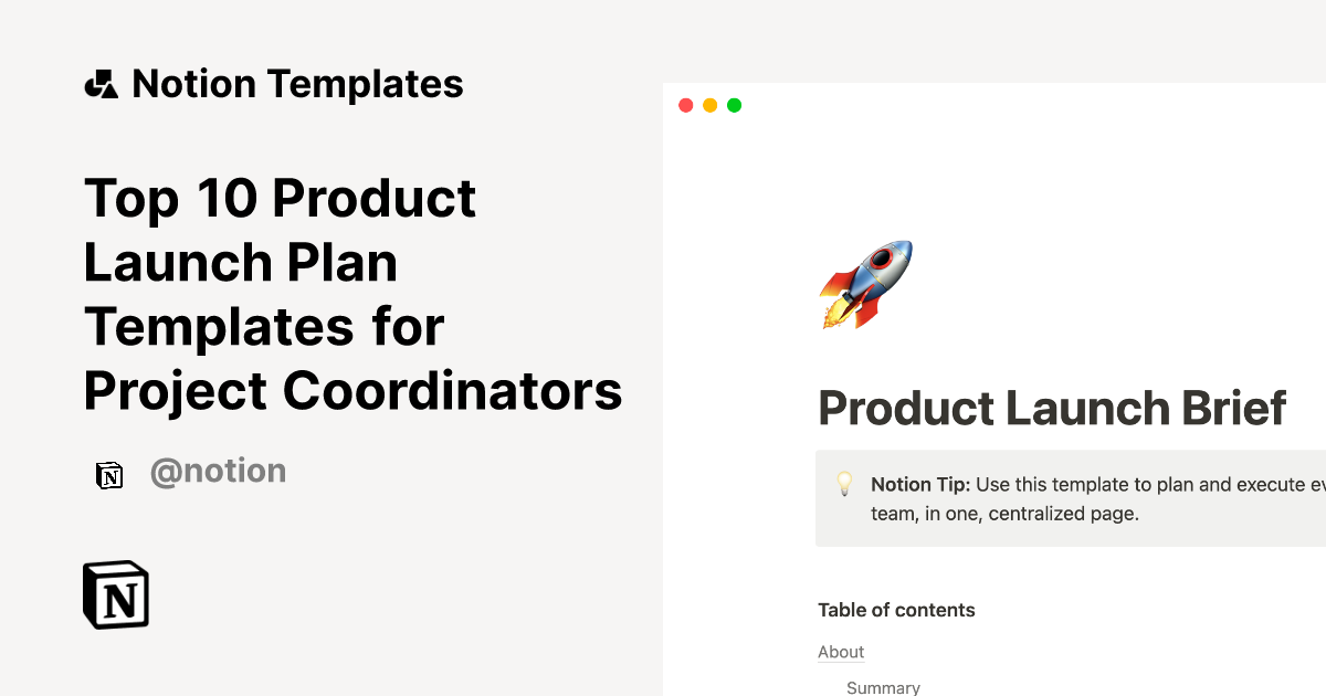 Top 10 Product Launch Plan Templates for Project Coordinators | Notion ...