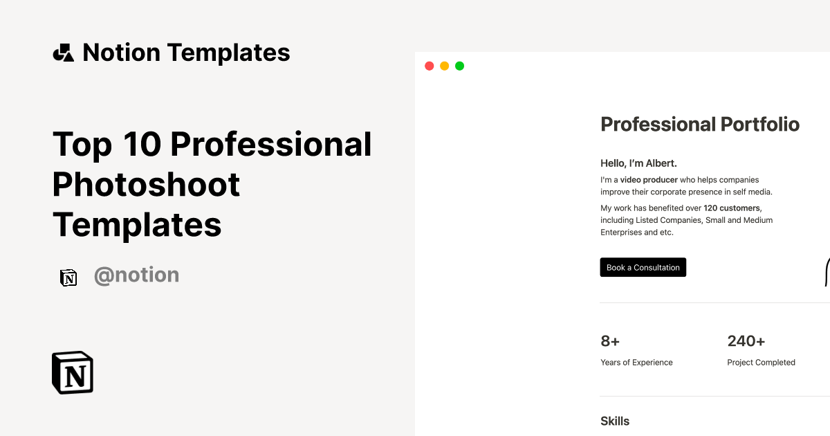 Top 10 Professional Photoshoot Templates | Notion Template Marketplace