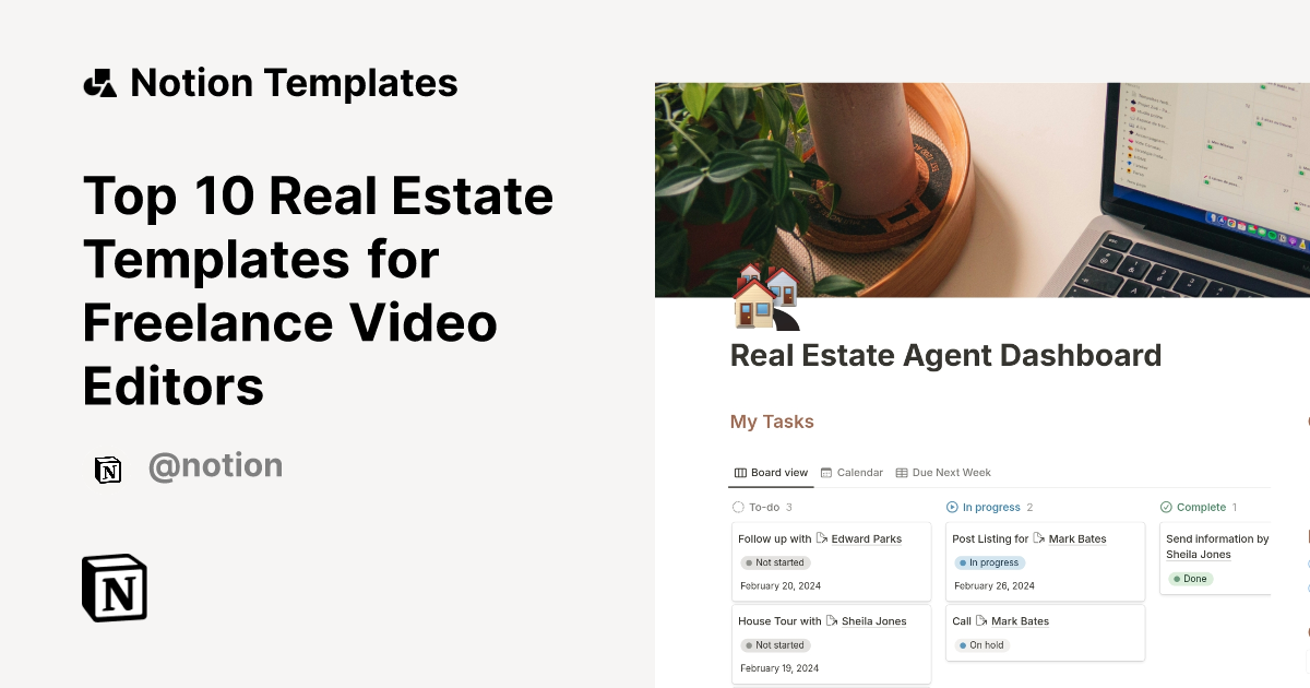 Top 10 Real Estate Templates for Freelance Video Editors | Notion ...