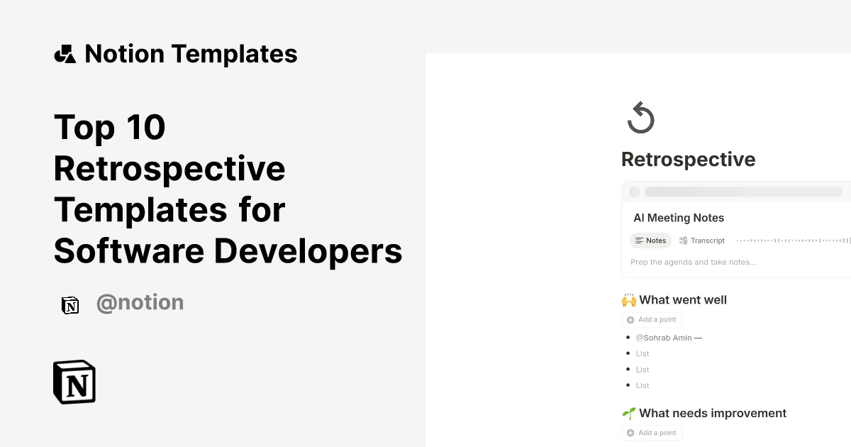 Top 10 Retrospective Templates for Software Developers | Notion ...