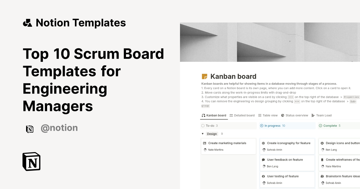 Top 10 Scrum Board Templates for Engineering Managers | Notion Template ...