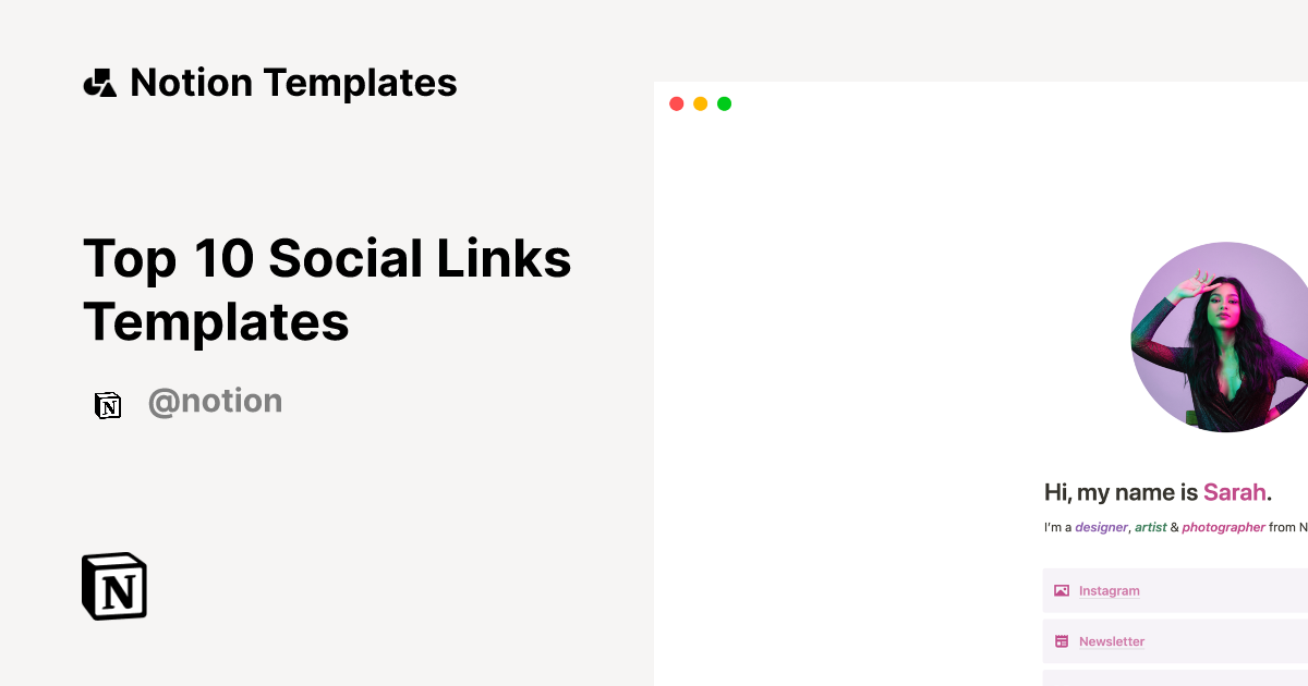 Top 10 Social Links Templates | Notion Template Marketplace