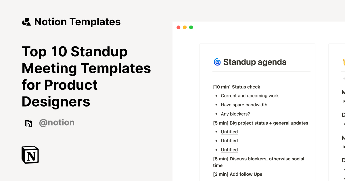 Top 10 Standup Meeting Templates for Product Designers | Notion ...
