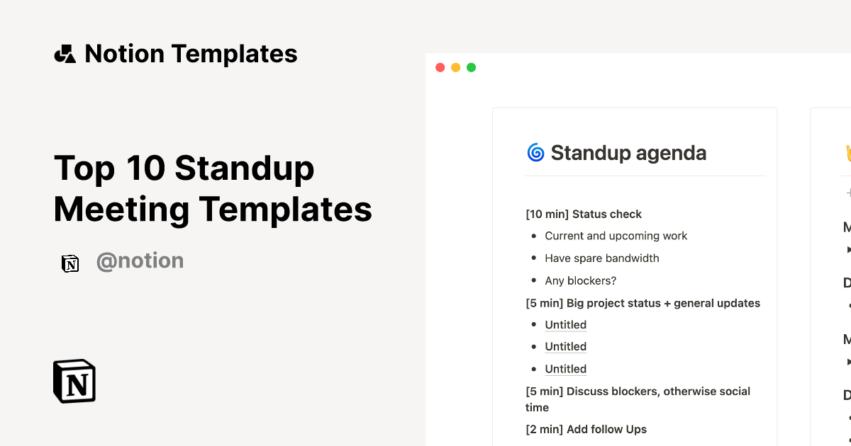 Top 10 Standup Meeting Templates | Notion Template Marketplace