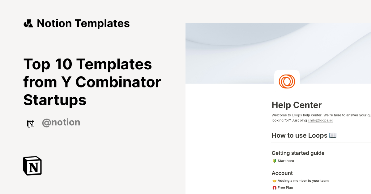 Top 10 Templates from Y Combinator Startups | Notion Template Marketplace