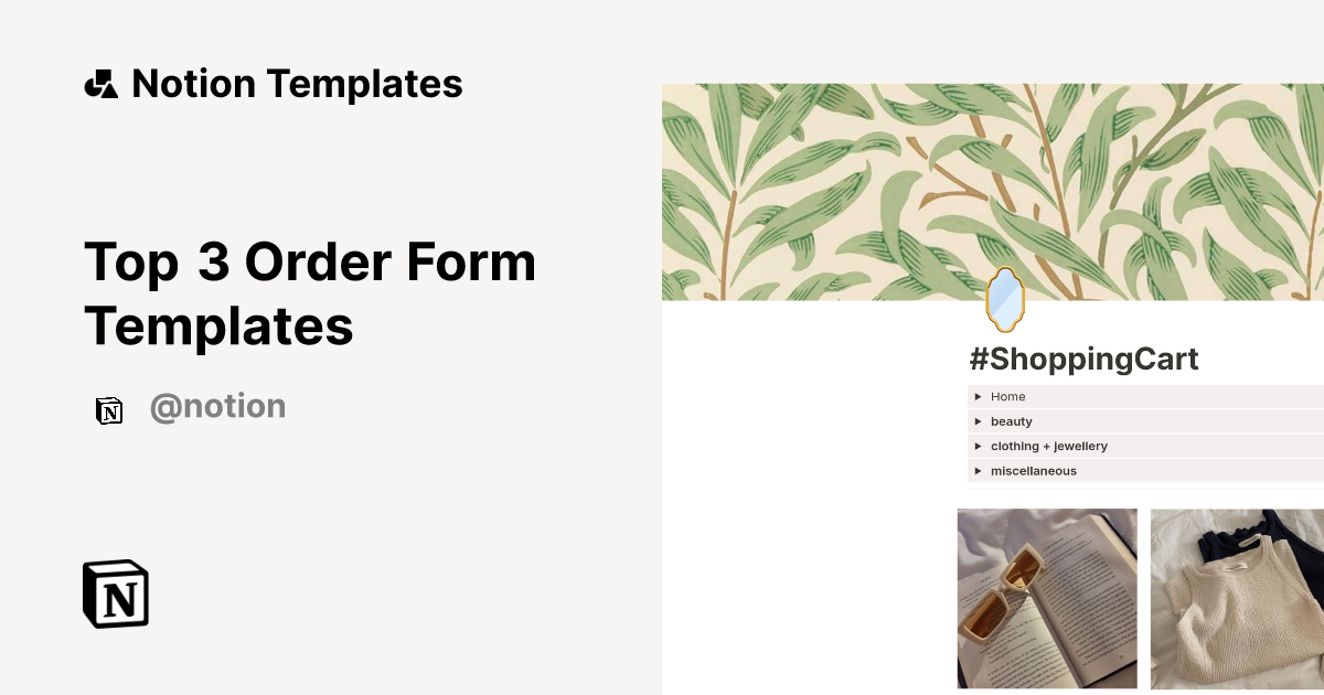Top 3 Order Form Templates | Notion Template Marketplace