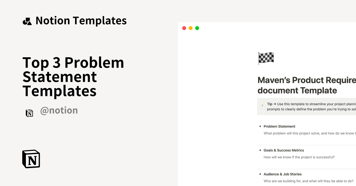 Top 3 Problem Statement Templates | Notion Template Marketplace
