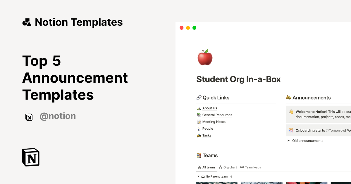 Top 5 Announcement Templates | Notion Template Marketplace