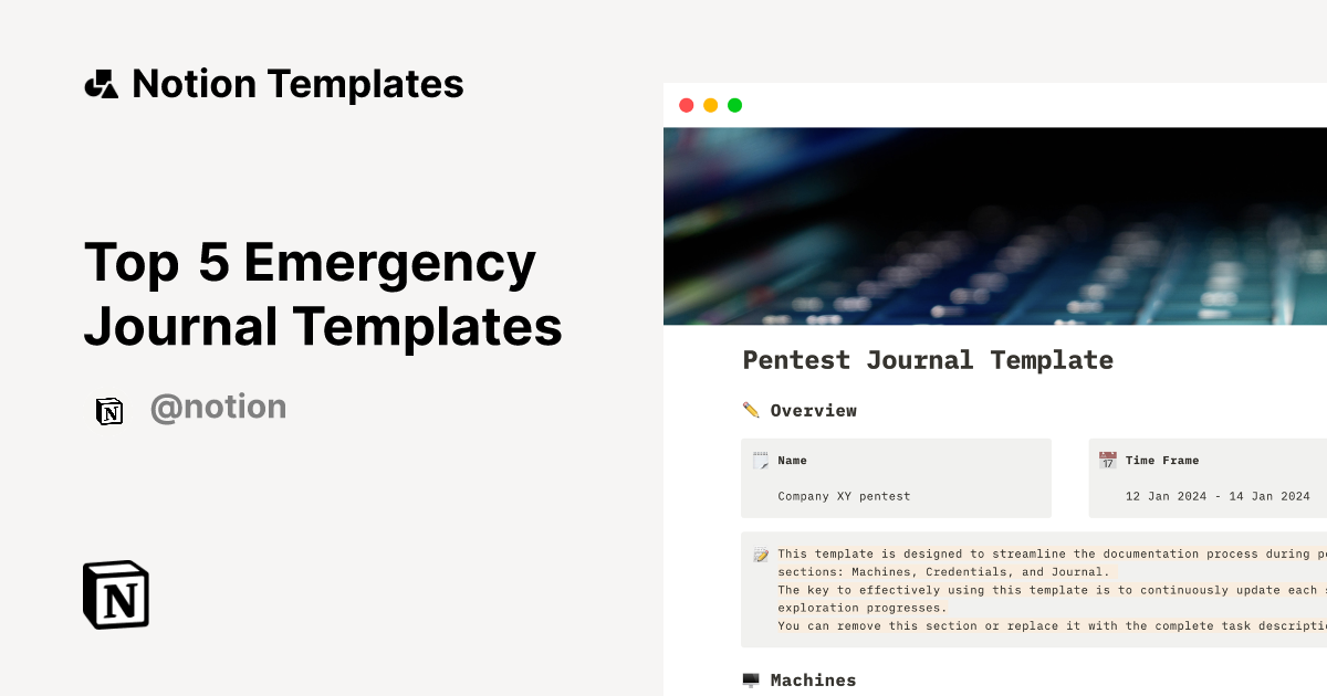 Top 5 Emergency Journal Templates | Notion Template Marketplace