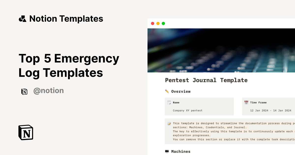 Top 5 Emergency Log Templates | Notion Template Marketplace