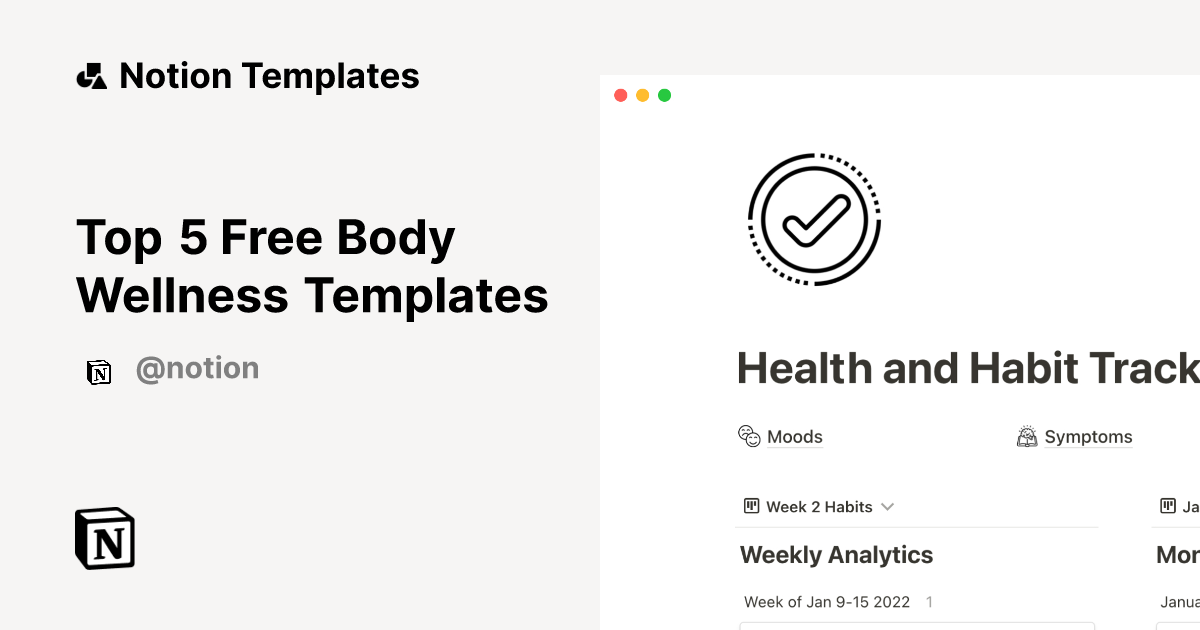 Top 5 Free Body Wellness Templates | Notion Template Marketplace