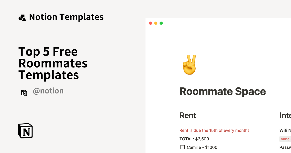 Top 5 Free Roommates Templates | Notion Template Marketplace