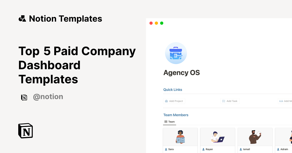 Top 5 Paid Company Dashboard Templates | Notion Template Marketplace
