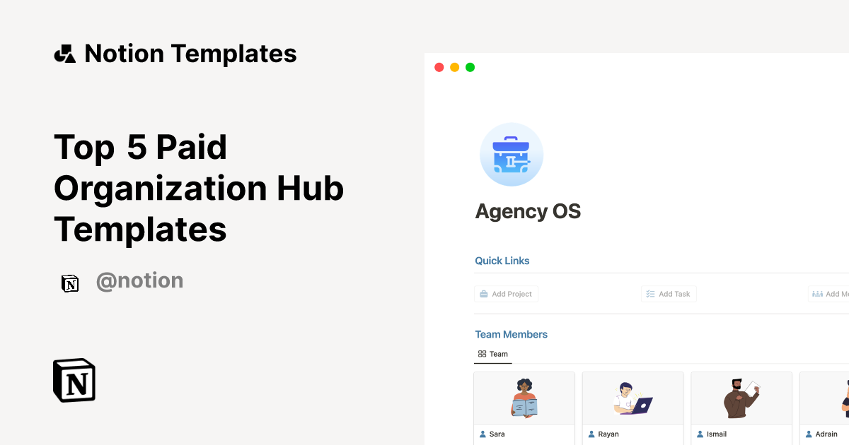 Top 5 Paid Organization Hub Templates | Notion Template Marketplace