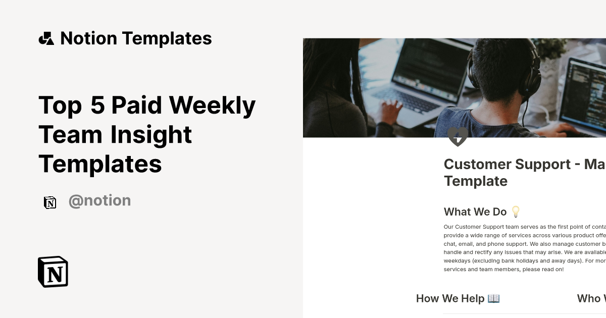 Top 5 Paid Weekly Team Insight Templates | Notion Template Marketplace